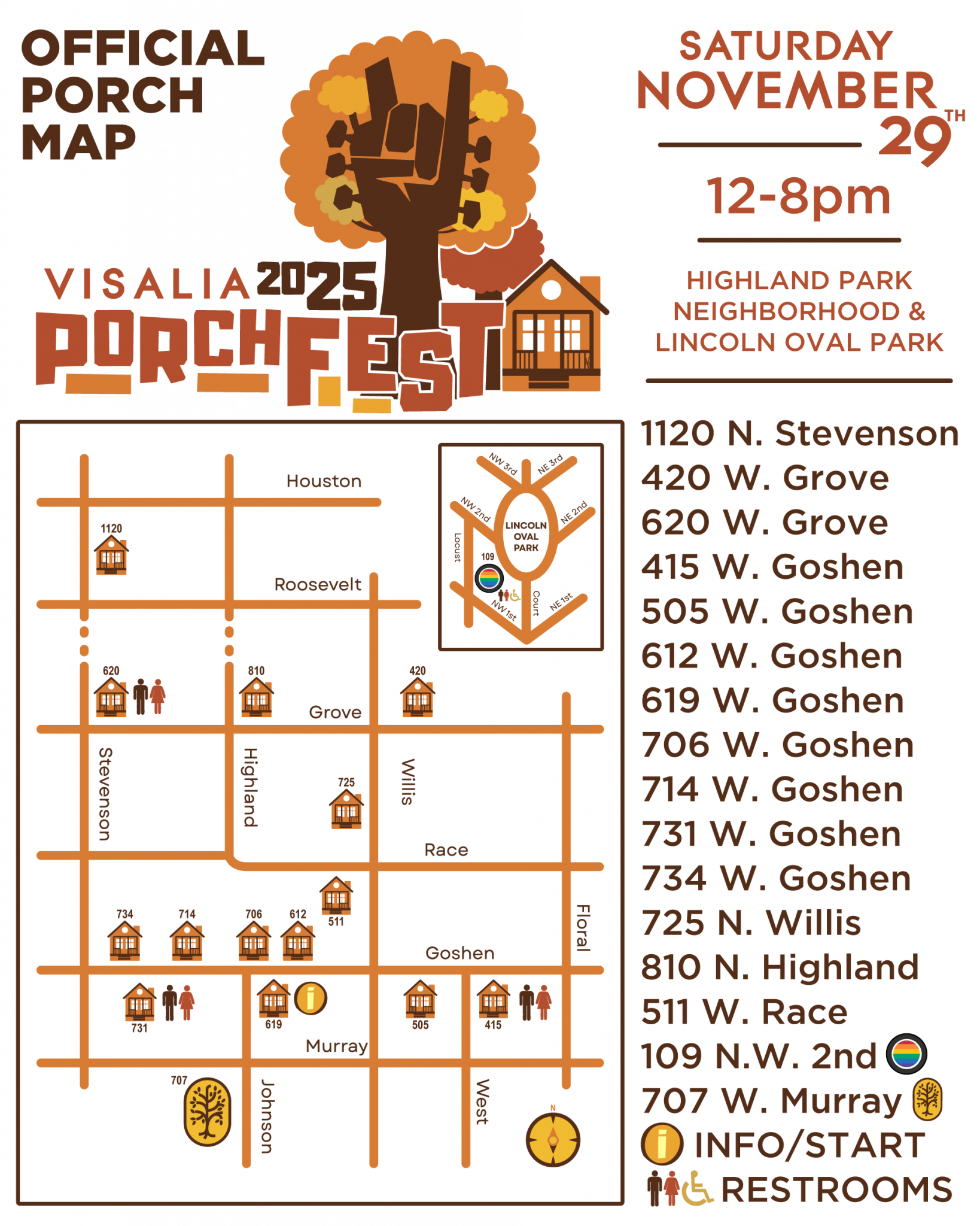 PORCH MAP & LIST – Visalia Porchfest